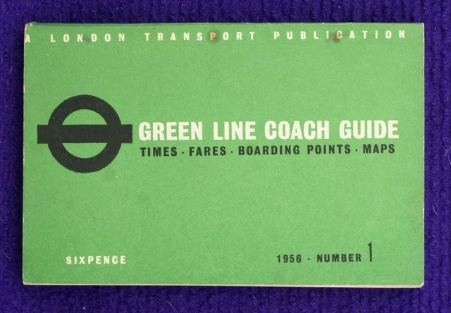 LONDON TRANSPORT GREEN LINE BUS COACH MAP GUIDE FARES TIMETABLE No.1 ...