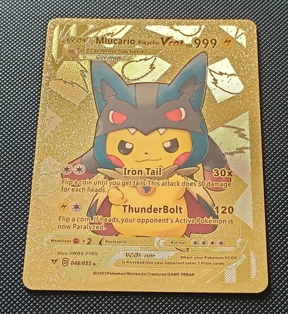 PIKACHU POKEMON LUCARIO Pika Carte Card Holo Prism Flash Foil Manga ...