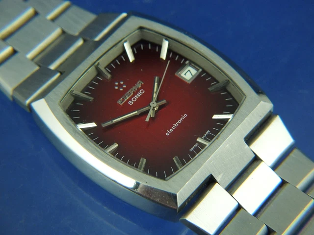 ETERNA SONIC ELECTRONIC Tuning Fork Watch Chatelain Steel Bracelet ...
