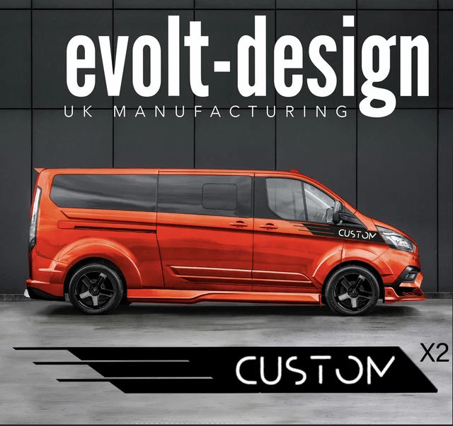 FORD TRANSIT CUSTOM Van Side Wing Stripes Vinyl Graphics Sport Racing ...