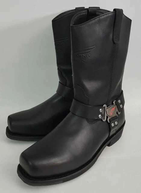 VTG RED WING 969 Black Leather Motorcycle Soft Toe Biker Boots USA Made ...
