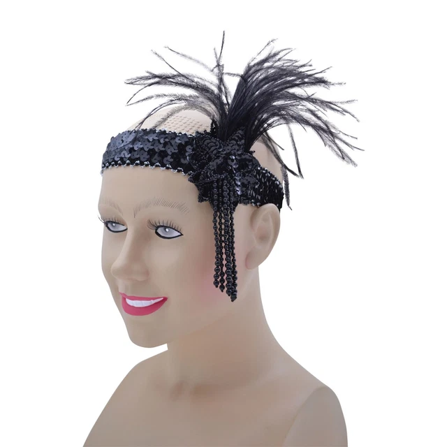 BRISTOL NOVELTY UNISEX Adults Deluxe Flapper HeadbandOne Size Black ...