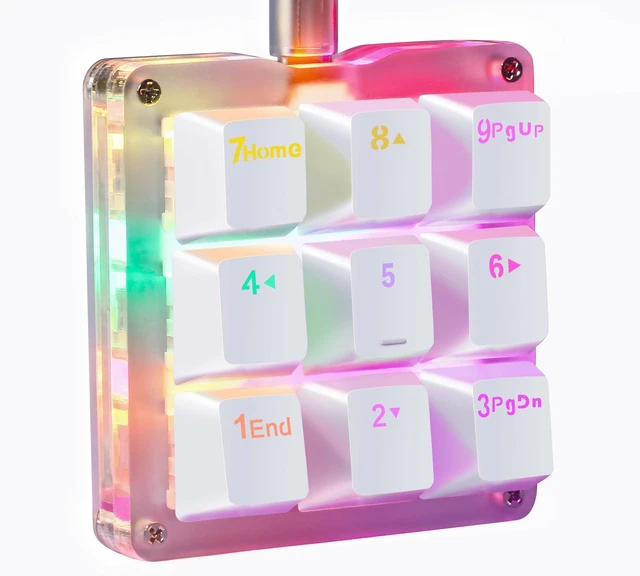 9 KEYS MECHANICAL Keypad Portable Gaming Keypad RGB LED Backlit and Red ...
