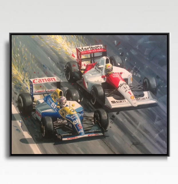 AYRTON SENNA Nigel Mansell A3 print, painting by Greg Tillett poster ...