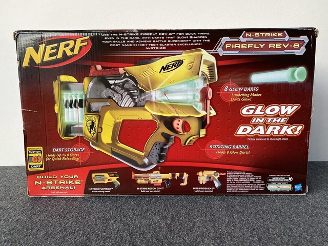 NERF N-STRIKE FIREFLY Rev-8 Dart Blaster + Glow Darts - Rare - New In ...