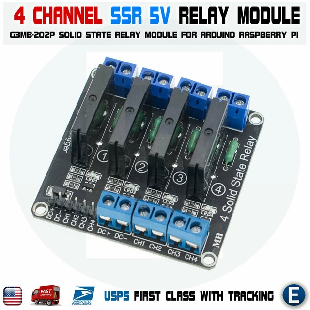 4 CHANNEL 5V DC Relay Module Solid State High Level SSR G3MB-202P 2A ...
