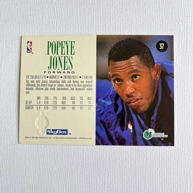 POPEYE JONES DALLAS Mavericks Basketball Card 1994 Skybox #37 EUR 1,10 ...