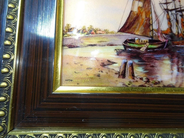 ANCIEN TABLEAU EMAUX de Limoges Marine bateaux signé J Jean Betourné EUR 34,99 - PicClick FR