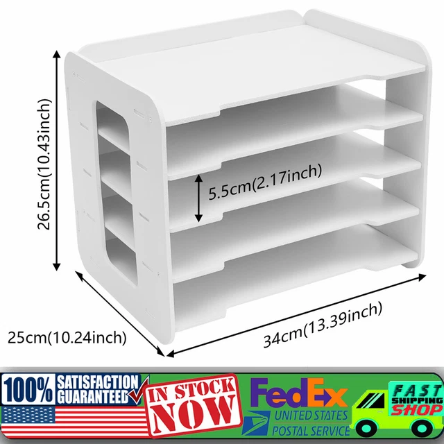 5 TIERS STACKABLE File Organizer Tray Desk Desktop Paper Document Tray ...