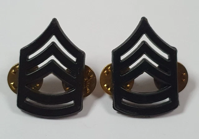 US ARMY SERGEANT 1st class rank badge Pair black Plastic Collar Badges ...