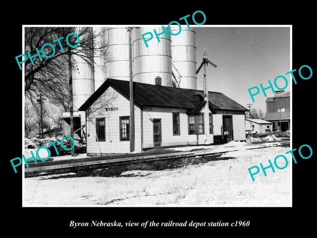 OLD LARGE HISTORIC PHOTO OF BYRON NEBRASKA THE RAILROAD DEPOT STATION ...