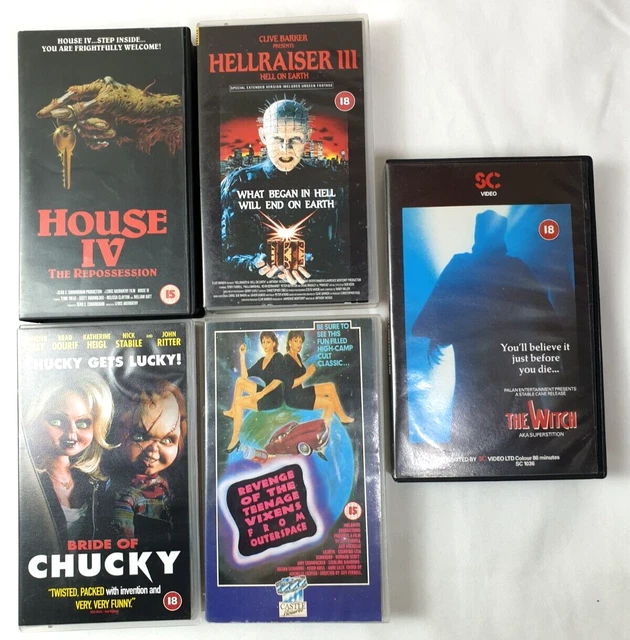 5 X VINTAGE Horror VHS Cassette Video Tapes HELLRAISER 3 HOUSE IV WITCH ...