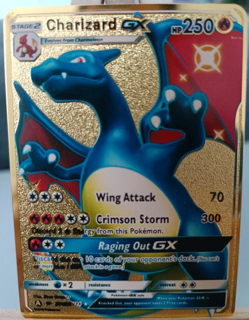 GOLD METAL GOLD Pokemon Card - Fire Dracaufeu Charizard Gx Shiny £8.42 ...