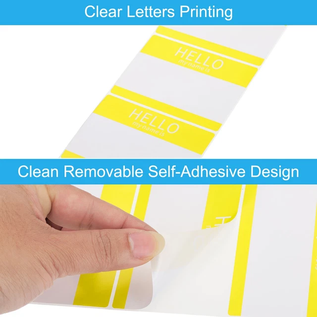 200 PCS 3.5& x 2.4" Name Tag Stickers for Classroom Office, Yellow, 10 ...