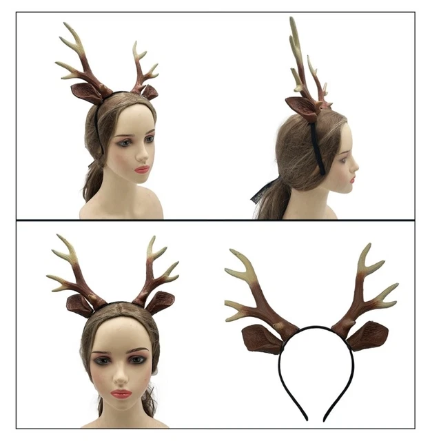 REINDEER ANTLERS HEADBAND Realistic Deer Antler Hairband Animal Ears ...