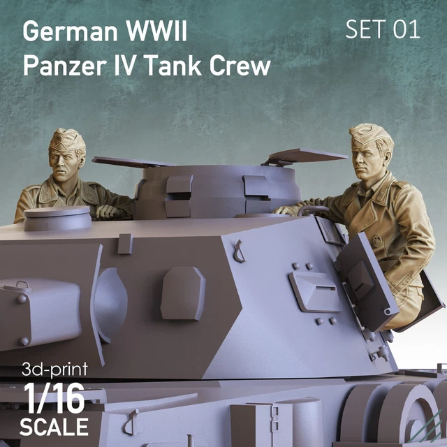 PANZER IV TANK Crew Set02 WWII 1/16 scale 3D printed resin model kit ...