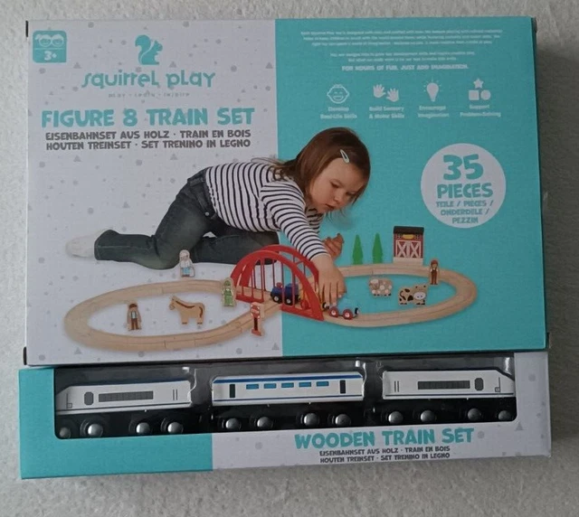 SQUIRREL PLAY HOLZEISENBAHN Set + ICE Holz Zug EUR 39,99 - PicClick DE