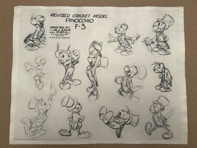 1939 PINOCCHIO JIMINY Cricket Model Sheet- Walt Disney £320.04 ...