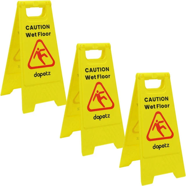 CAUTION WET FLOOR Sign Cleaning in Progress Yellow Warning Cone Safety Hazard £12.49 - PicClick UK