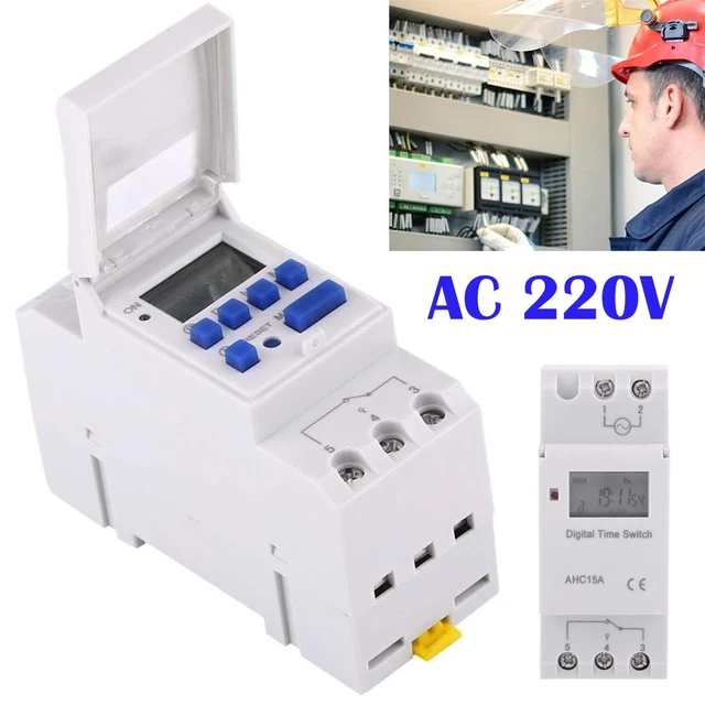 DIN RAIL CONTROL Timer Relay AC 220V 15A Weekly Programmable Digital ...