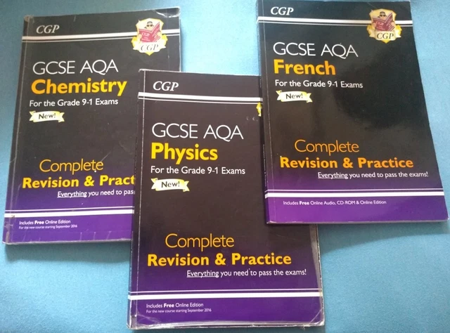 GCSE AQA COMPLETE Practice and Revision Grade 9-1 French, Chemistry and ...