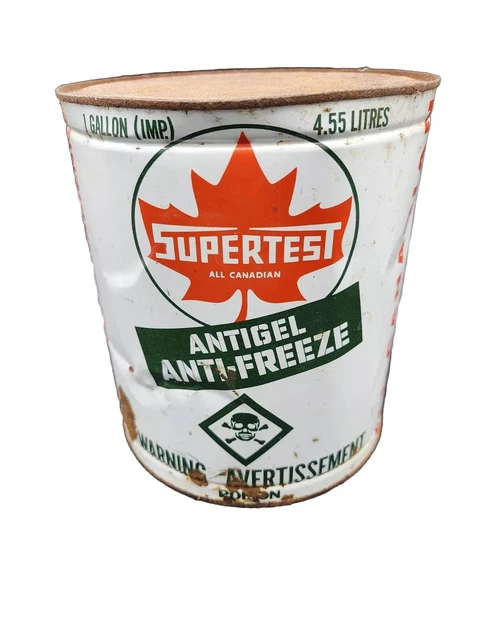 VINTAGE SUPERTEST ANTI-FREEZE 1 Imperial Gallon Tin Can Canadian $49.00 ...
