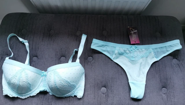 GEORGE ENTICE MINT Green Bra Set 34C Bra & Matching Thong Size 12 £16. ...