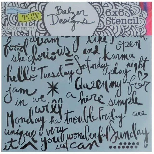 ART IS SCRIPT Stencil Writing Word Days Of The Week Love Quote Paint 6 ...