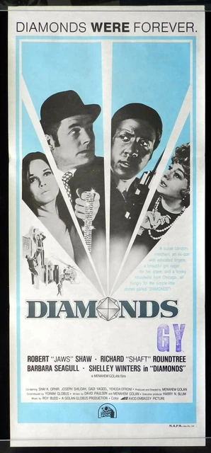 DIAMONDS AKA DIAMOND Shaft Daybill Movie poster Blaxploitation Robert ...
