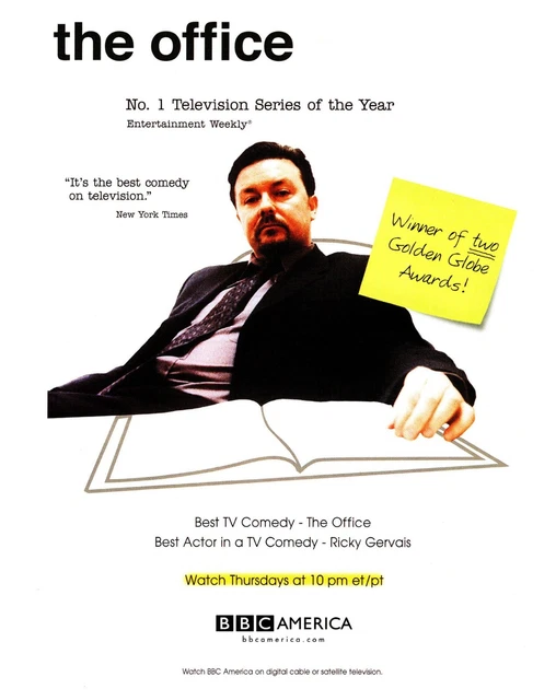 PTP86 ADVERT 11X8& The Office Tv Show On Bbc America Ricky Gervais £11. ...