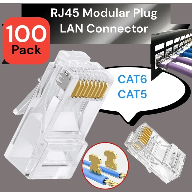 50-500 RJ45 MODULAR Plug UTP Network Cable Connector End 8P8C CAT6 CAT5 ...