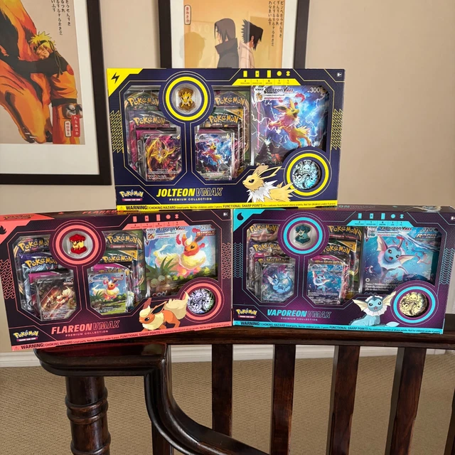 POKEMON TCG - Jolteon/Flareon/Vaporeon VMAX Premium Collection Box ...