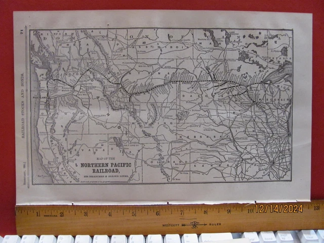 1886 NORTHERN PACIFIC RAILROAD ORIGINAL SYSTEM MAP in £38.63 - PicClick UK