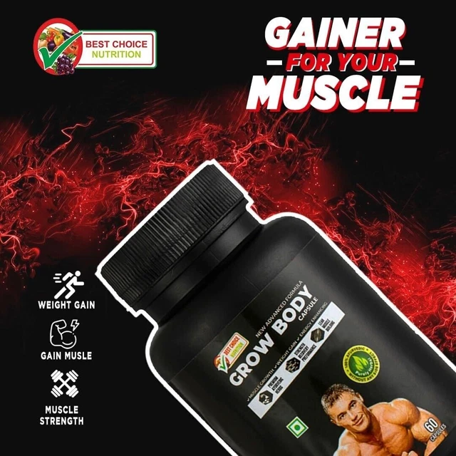 GROW BODY (60 Capsule) For Weight Gain, Muscle Building And Muscle Mass ...