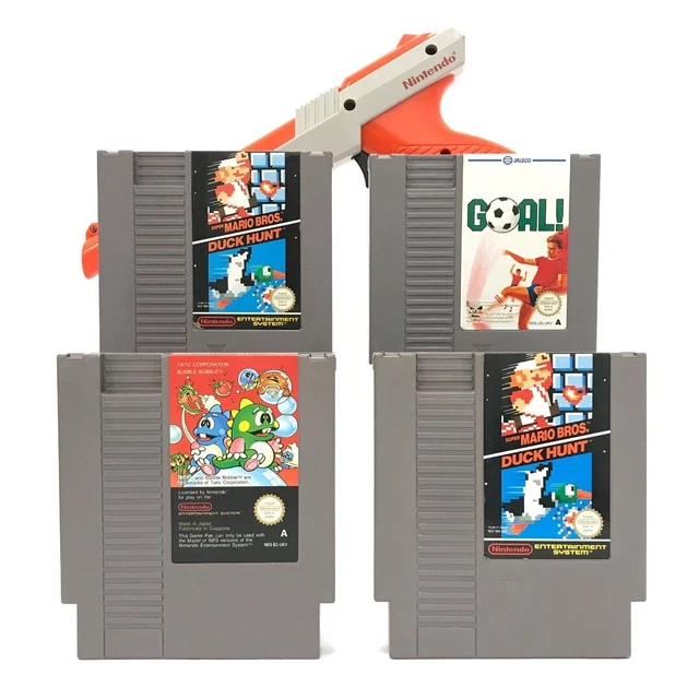 NINTENDO NES BUBBLE Bobble Goal Super Mario Bros Duck Hunt & Zapper ...