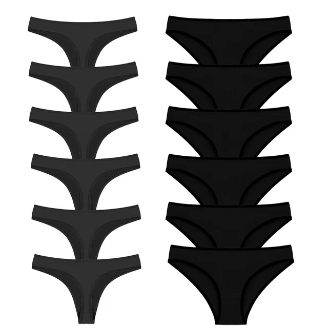 6 Pack Womens Cotton Thongs Sexy Lace Underwear Panties Seamless