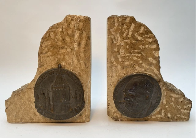 WW2 LONDON BLITZ Houses Of Parliament Stone Bookends With Churchill ...