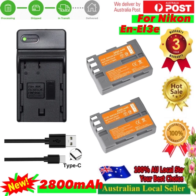 2X EN-EL3E BATTERY & Usb Type C Led Charger for Nikon D80 D90 D70 D70s ...