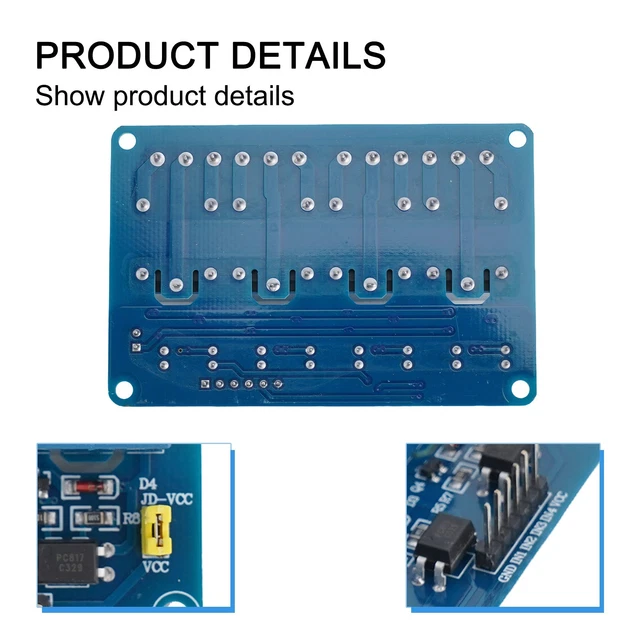 POWERFUL 4 WAY Channel Relay Module Optocoupler for Safe Control Fast ...