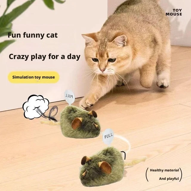 WIND-UP MOUSE TOY Funny Mouse Shape Cat Interactive Mouse Cat Toy Toy ...