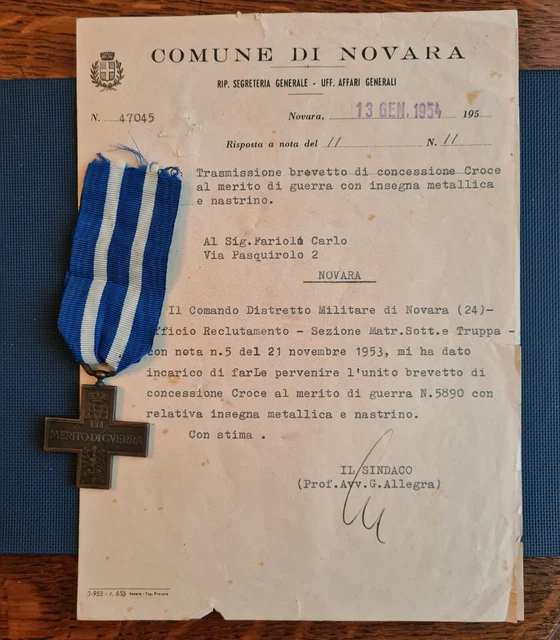 MEDAGLIA DIPLOMA CROCE al merito di guerra ww2 regio esercito italiano ...