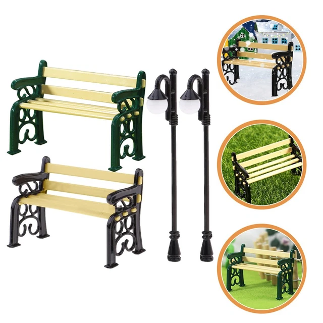 MINIATURE HOUSE ACCESSORIES Bench Dollhouse Decor Streetlight Models ...