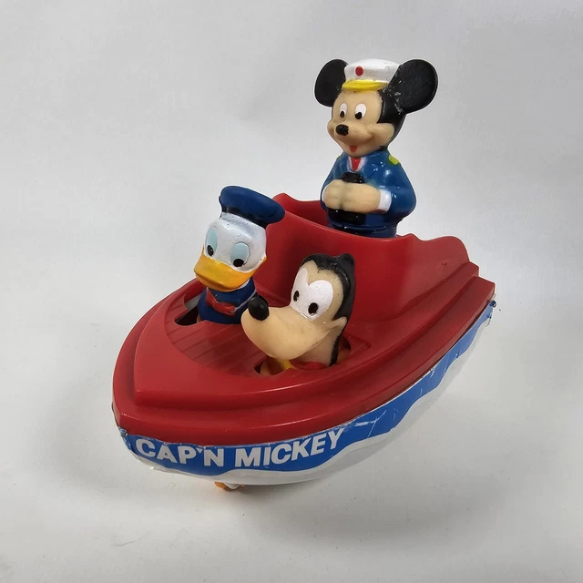 CAPTAIN MICKEY BOAT Donald & Goofy Illco Walt Disney Vintage Wind Up ...