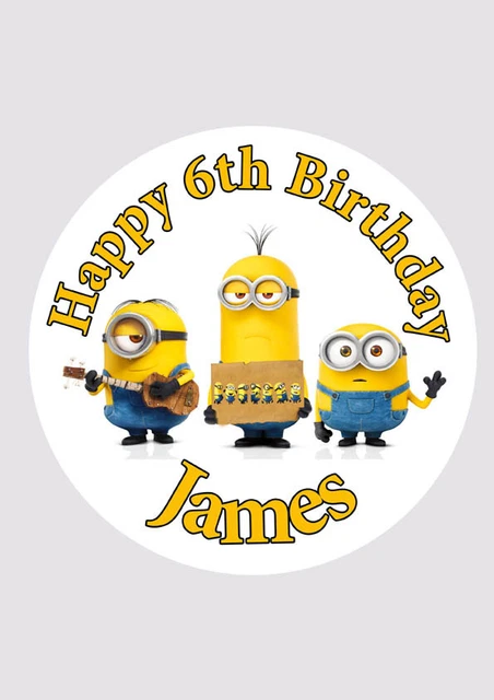 MINIONS PERSONALISIERTE GEBURTSTAGSTORTE TOPPER ESSBARER EISZUCKER 7,5 ...