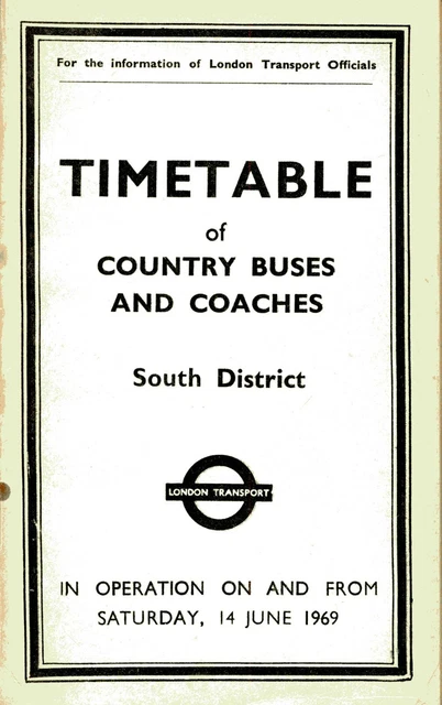 BUS COACH LONDON Transport Coach Country Bus Timetable South June 1969 ...