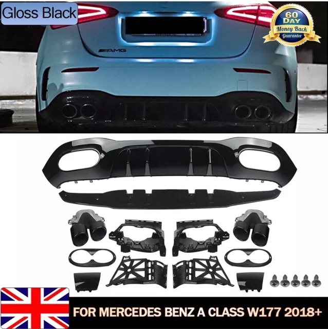 MERCEDES A CLASS Rear Diffuser & Tailpipes W177 A45 Amg Look Gloss ...