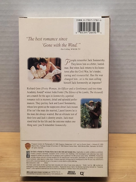 SOMMERSBY (VHS, 1993) Richard Gere, Jodie Foster £9.06 - PicClick UK