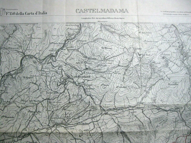 1936 STAMPA ANTICA MAPPA TOPOGRAFICA IGM CASTELMADAMA SAMBUCA CICILIANO ...
