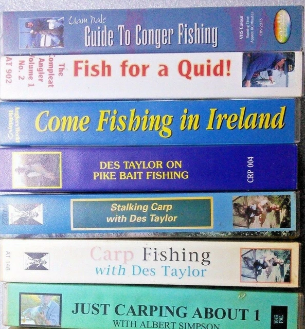 7 FISHING VHS Videos Des Taylor Carp Fish for a Quid in Ireland Pike ...