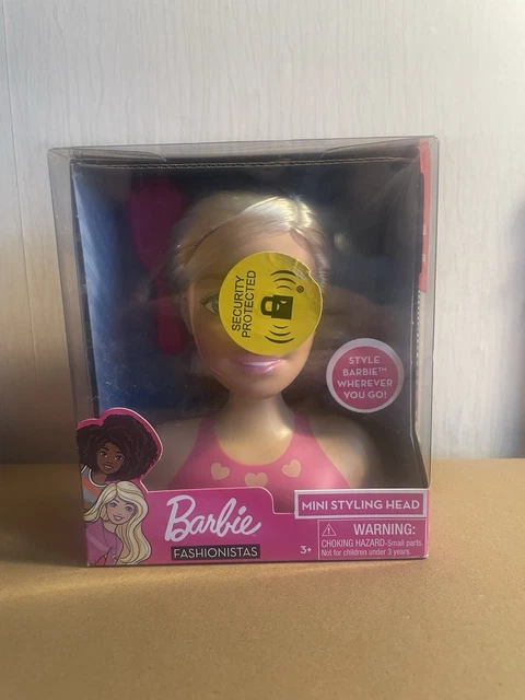 BARBIE FASHIONISTAS MINI STYLING HEAD Blonde hair with pink highlight ...